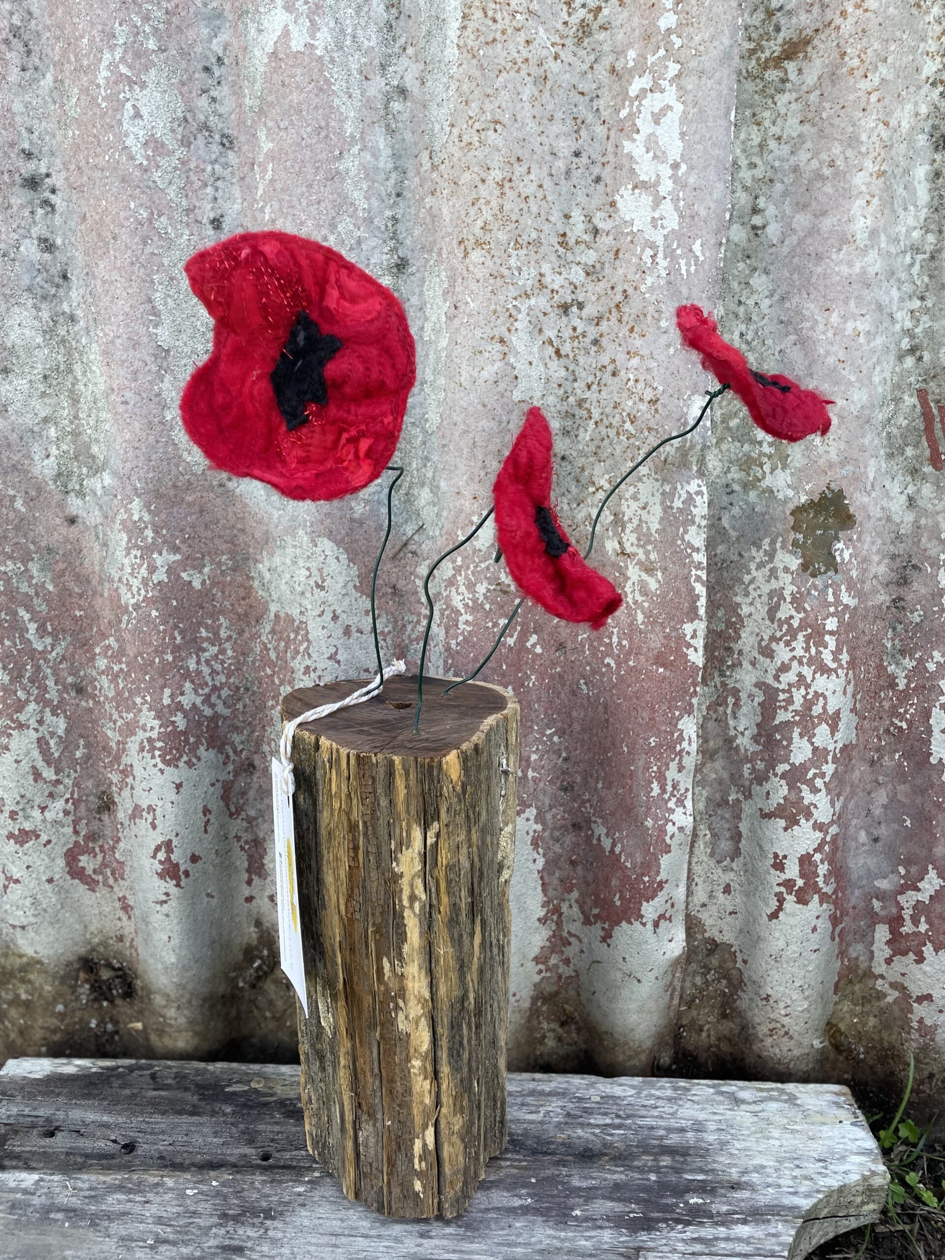 Poppy Timber Plinth #5 – Textile Art & Patchwork